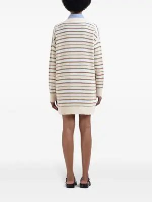 Marni Striped Virgin Wool-cashmere Cardigan - Neutrals