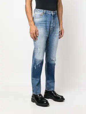 Palm Angels X Moncler Distressed Straight-leg Jeans