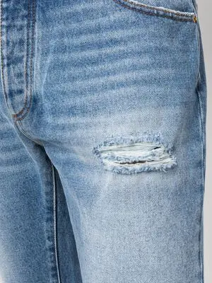 Palm Angels X Moncler Distressed Straight-leg Jeans