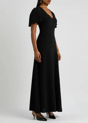 LUXE DE VALENTINA Fluted Lamé Maxi Dress