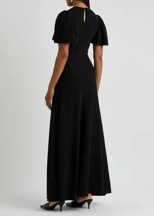 LUXE DE VALENTINA Fluted Lamé Maxi Dress
