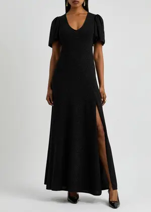 LUXE DE VALENTINA Fluted Lamé Maxi Dress