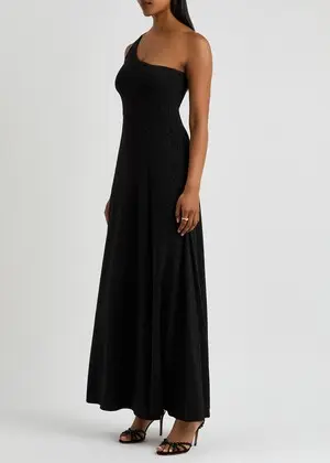 LUXE DE VALENTINA Como One Shoulder Lamé Maxi Dress