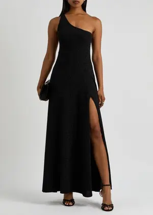 LUXE DE VALENTINA Como One Shoulder Lamé Maxi Dress