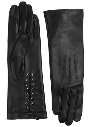 AGNELLE Klara Leather Gloves - Black