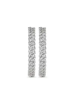 JEWELS AFICIONADO 18kt White Gold Diamond Hoop Earrings - Silver