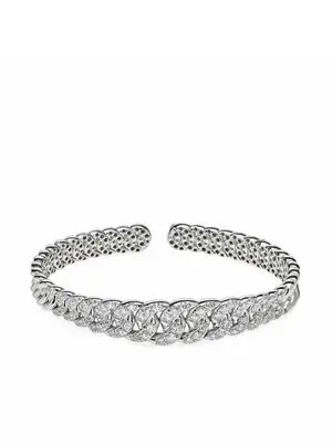 JEWELS AFICIONADO 18kt White Gold Diamond Cuff Bracelet - Silver