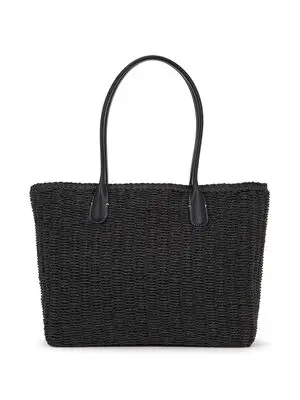 Karl Lagerfeld Signature Raffia Beach Tote Bag - Black