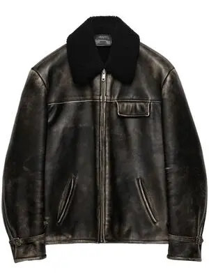 Prada Shearling-collar Leather Jacket