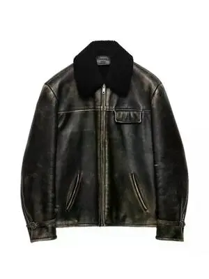 Prada Shearling-collar Leather Jacket - Black
