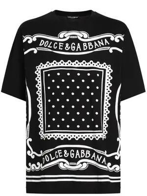 Dolce & Gabbana Bandana-print Cotton T-shirt - Black