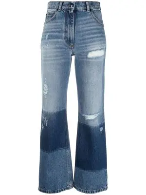 Palm Angels X Moncler Distressed Straight-leg Jeans
