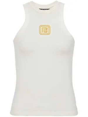 Balmain Embroidered Tank Top - White