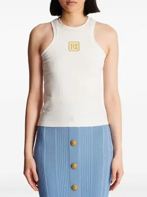 Balmain Embroidered Tank Top - White