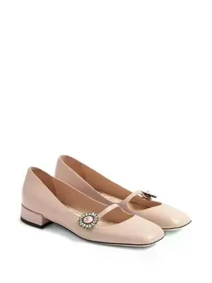 Valentino Garavani Mary Jane Leather Ballerina Shoes - Pink