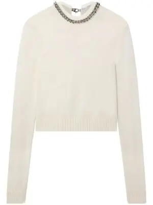 Stella McCartney Falabella-chain Fine-knit Sweater - Neutrals