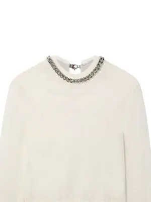 Stella McCartney Falabella-chain Fine-knit Sweater - Neutrals