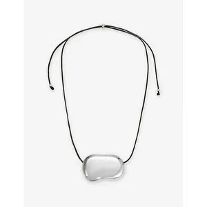 HEAVEN MAYHEM Heaven Mayhem Julia Glass And Cord Pendant Necklace Silver / Black