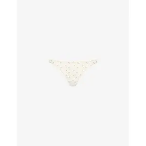 COU COU Mid-rise Pointelle-pattern Cotton Thong - English Rose