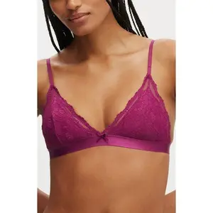 Cotton:on Everyday Lace Triangle Padded Bralette Boysenberry