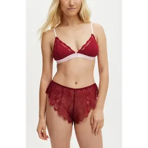 Cotton:on Everyday Lace Triangle Padded Bralette Deep Red