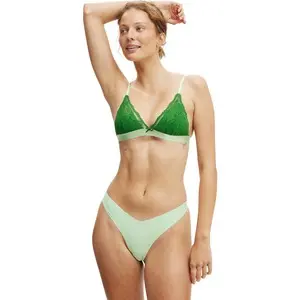 Cotton:on Everyday Lace Triangle Padded Bralette Lucky Green