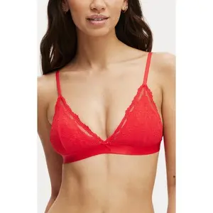 Cotton:on Everyday Lace Triangle Padded Bralette Raspberry