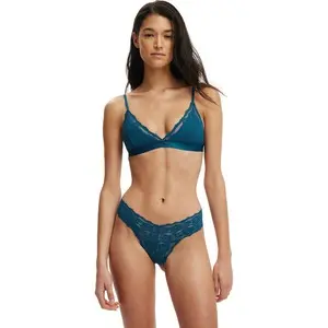 Cotton:on Everyday Lace Triangle Padded Bralette Tidal Teal