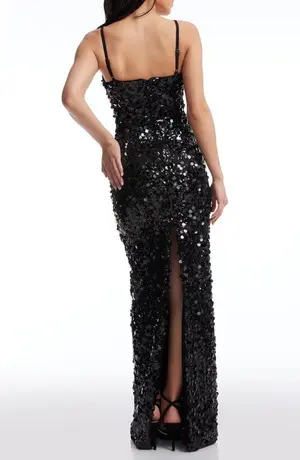 Dress The Population Cammie Paillette Gown - Black