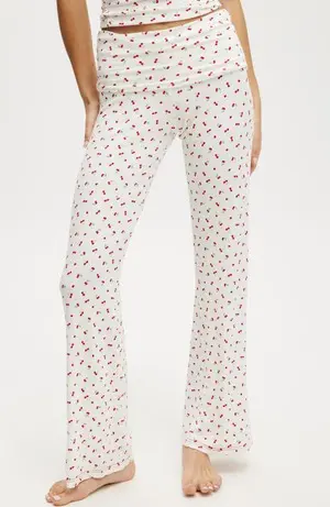 Cotton:on Airy Soft Roll Waist Pant Cherry Print