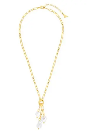 Sterling Forever Sabrina Mixed Pearl Charm Necklace