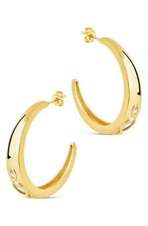 Sterling Forever Soren Cubic Zirconia Hoop Earrings