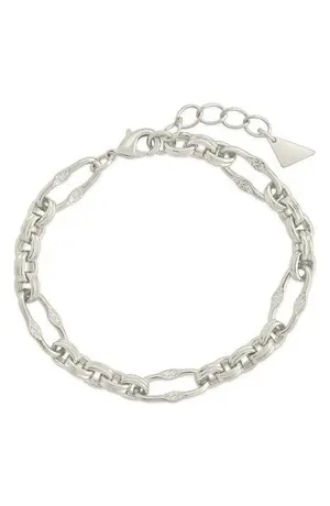 Sterling Forever Sterling Forever Tegan Textured Chain Bracelet Silver