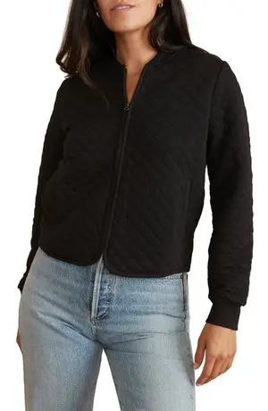 Marine Layer Corbet Quilted Bomber Jacket - Black