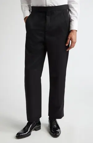 BODE Barathea Wool Tuxedo Trousers - Black Multi