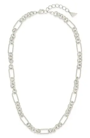 Sterling Forever Fianna Mixed Link Chain Necklace - Silver