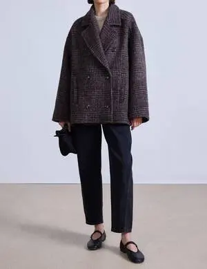 APIECE APART Downtown Peacoat In Herring Plaid - Multi