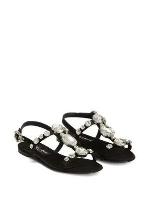 Dolce & Gabbana Crystal-embellished Satin Sandals - Black