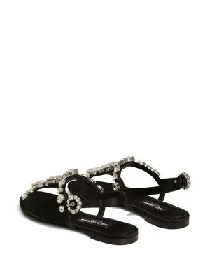 Dolce & Gabbana Crystal-embellished Satin Sandals - Black