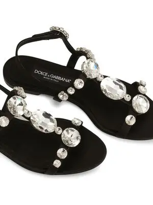 Dolce & Gabbana Crystal-embellished Satin Sandals - Black