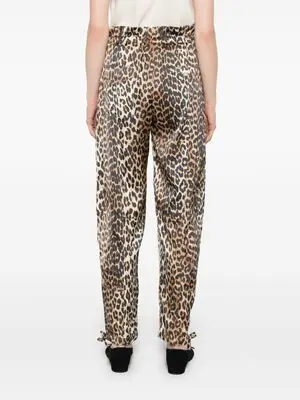 GANNI Leopard-print Satin Trousers