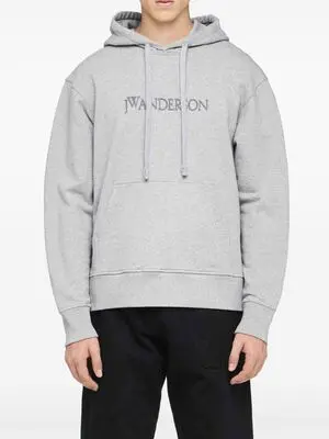 JW Anderson Logo-embroidered Hoodie - Grey