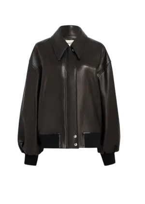 Khaite Shelman Leather Bomber Jacket - Black