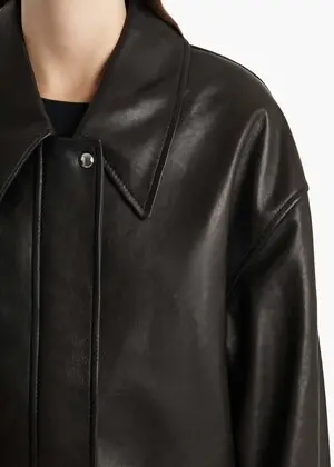 Khaite Shelman Leather Bomber Jacket - Black