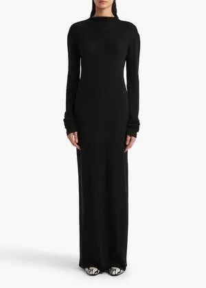 Khaite Norla Silk Cashmere Jersey Dress - Black