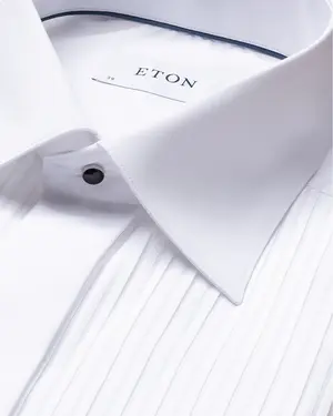 Eton Classic Fit Pleated Bib Formal Shirt - White
