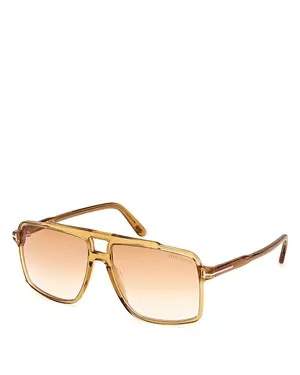 TOM FORD Pilot Sunglasses, 56mm - Yellow/brown