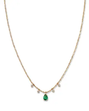 Zoe Chicco 14k Yellow Gold Emerald And Diamond Necklace - Green/gold