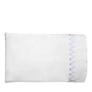 DEA LUXURY LINENS Dea Palm Beach Tc Pelago Embroidery Pillowcase Pair, Standard - White/ice