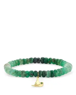SYDNEY EVAN Wicked 14k Yellow Gold Emerald Ombre Witch Hat Charm Bracelet